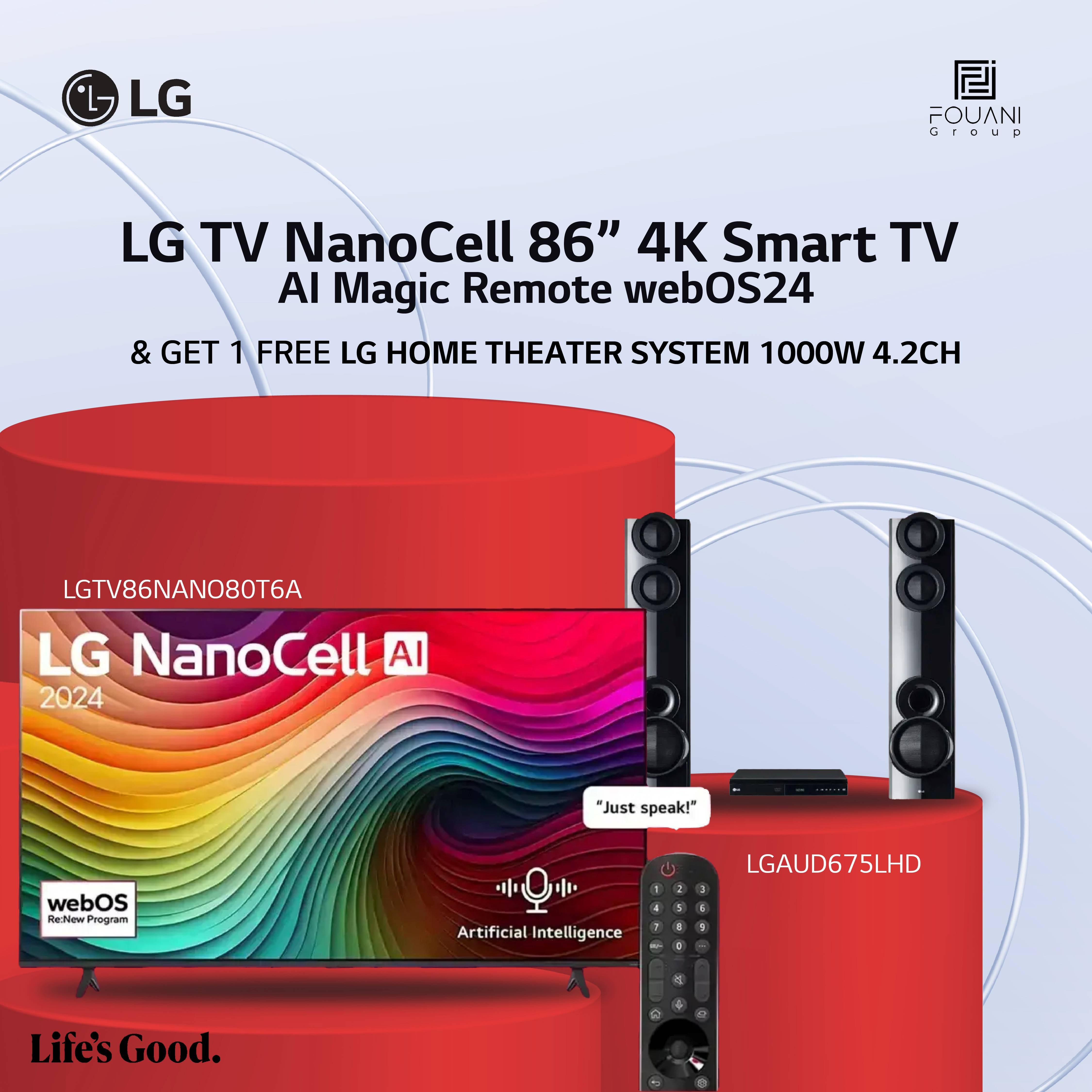LG TV 86 Inch NanoCell 4K Smart with AI Magic Remote | Fouani