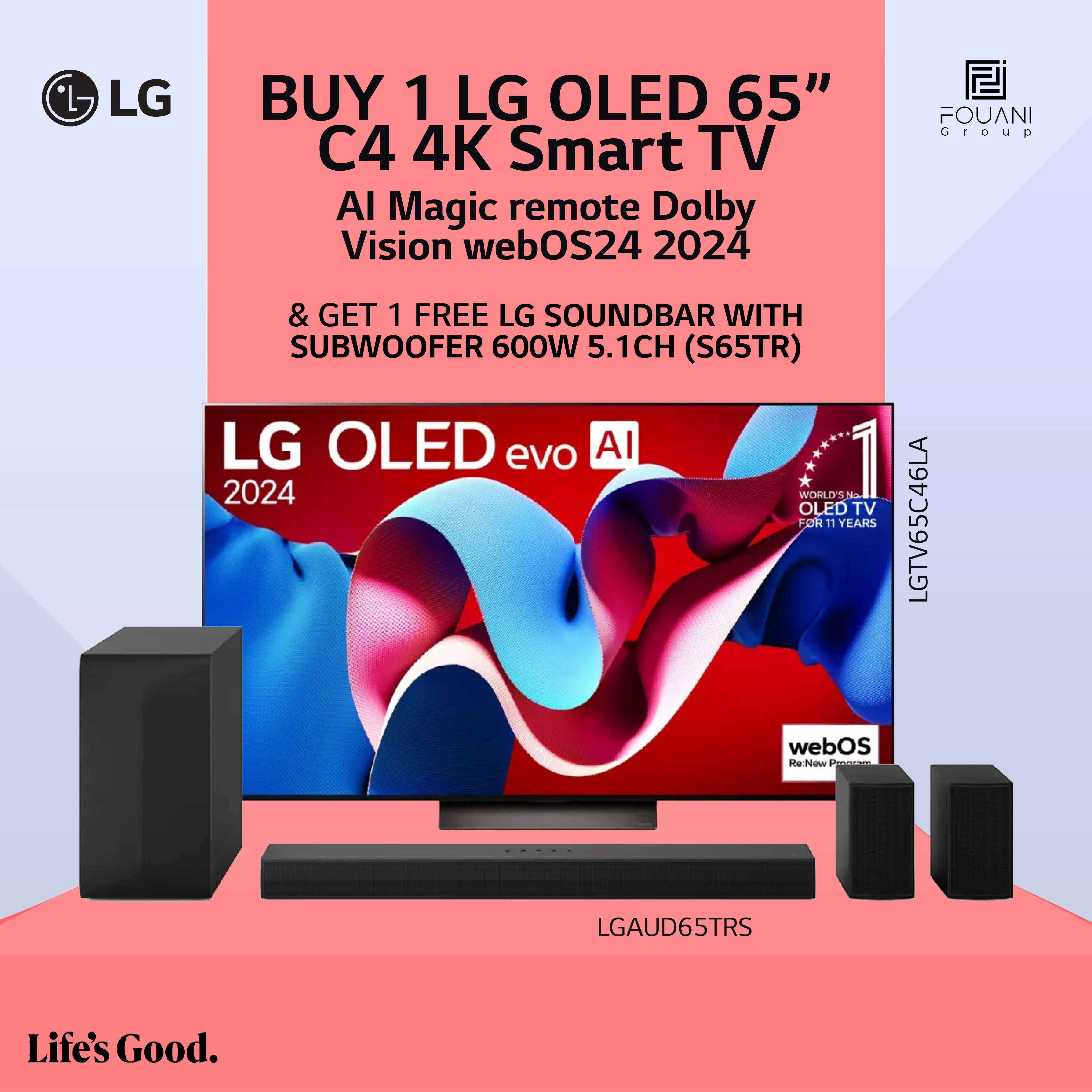 LG TV OLED 65 Inch C4 4K Smart TV AI Magic Remote webOS24 | Fouani