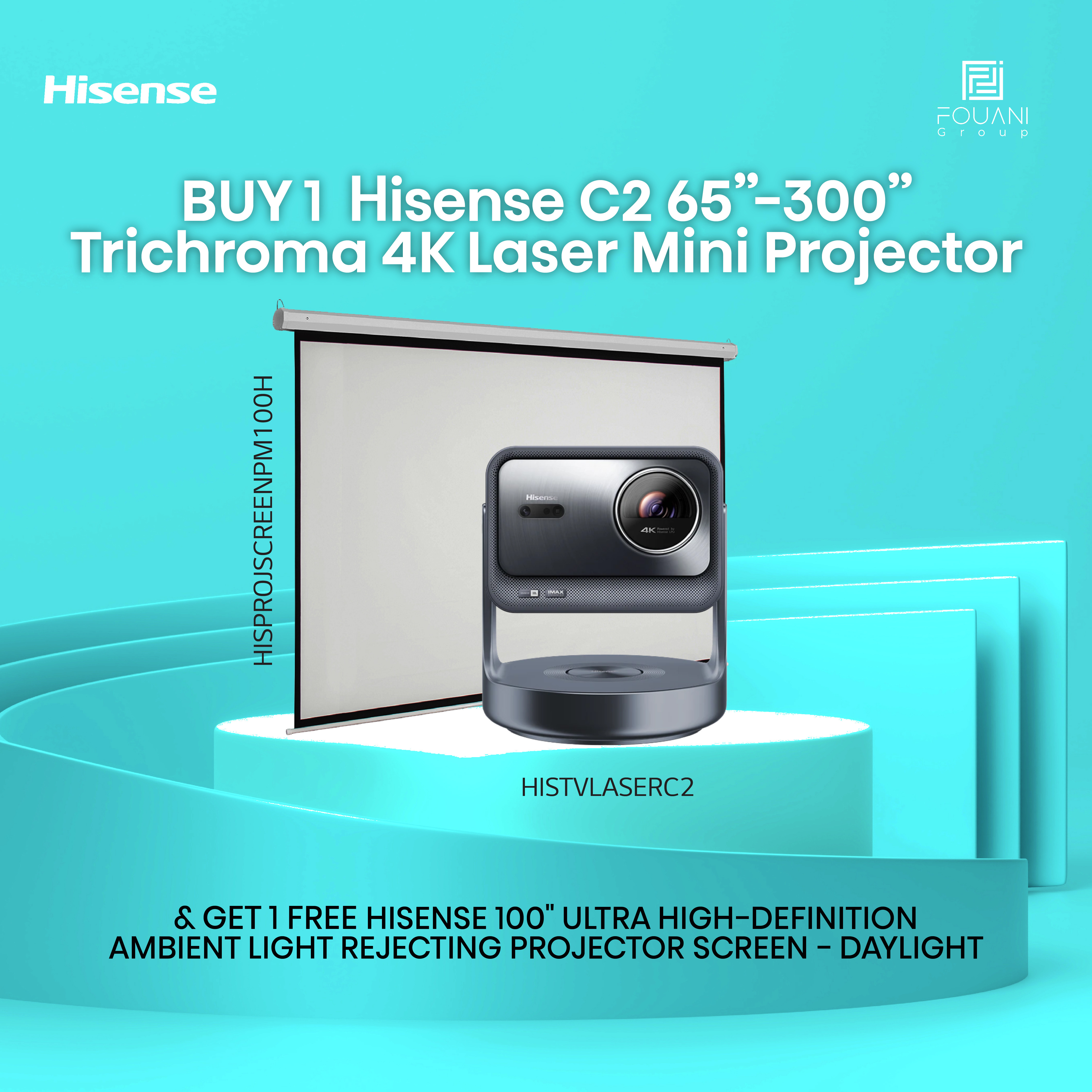 Hisense Trichroma Laser Mini Projector 65-300 Inch C2 4K | Fouani