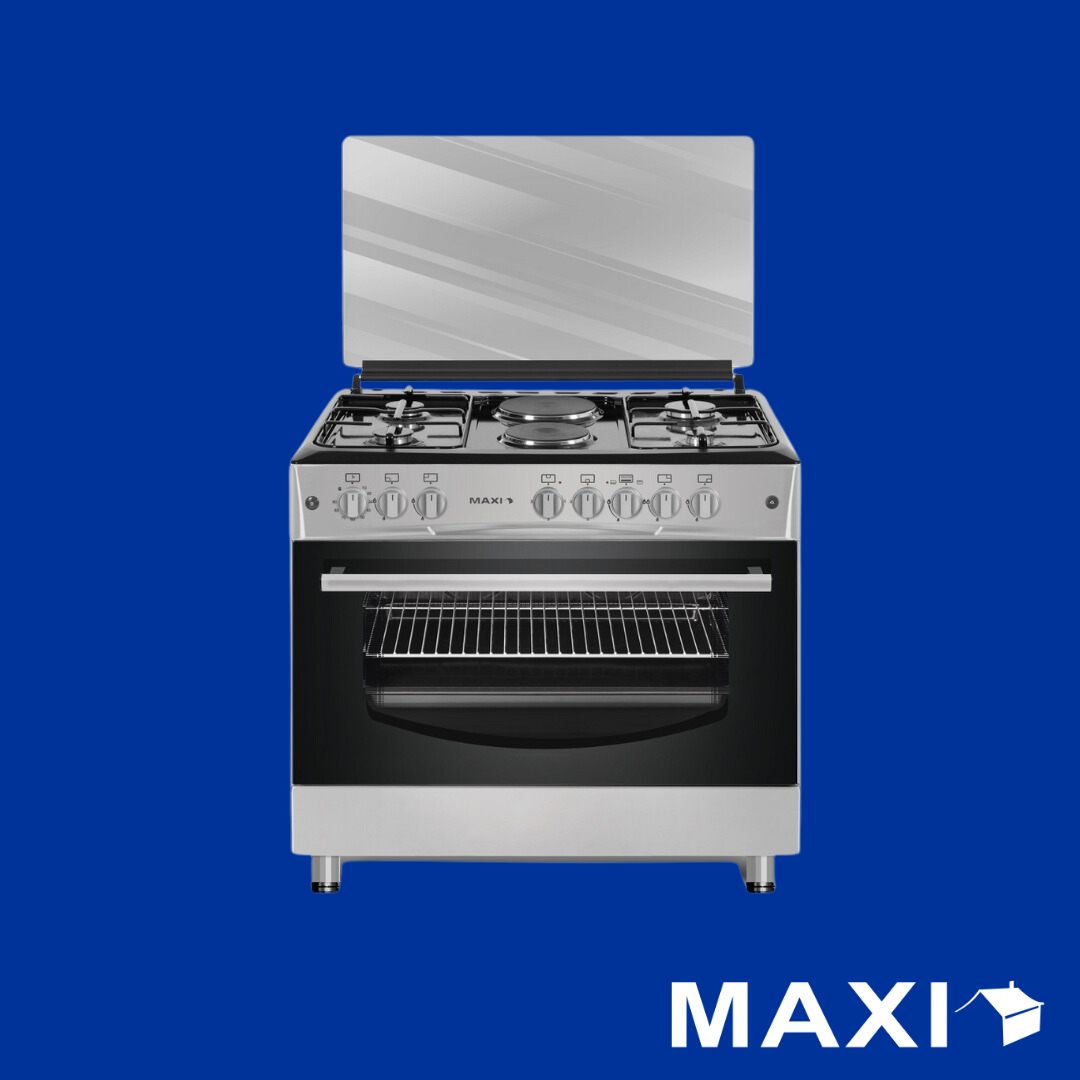 Maxi Gas Cooker 60x90 CM (4+2) Burners Black & Grey | Fouani