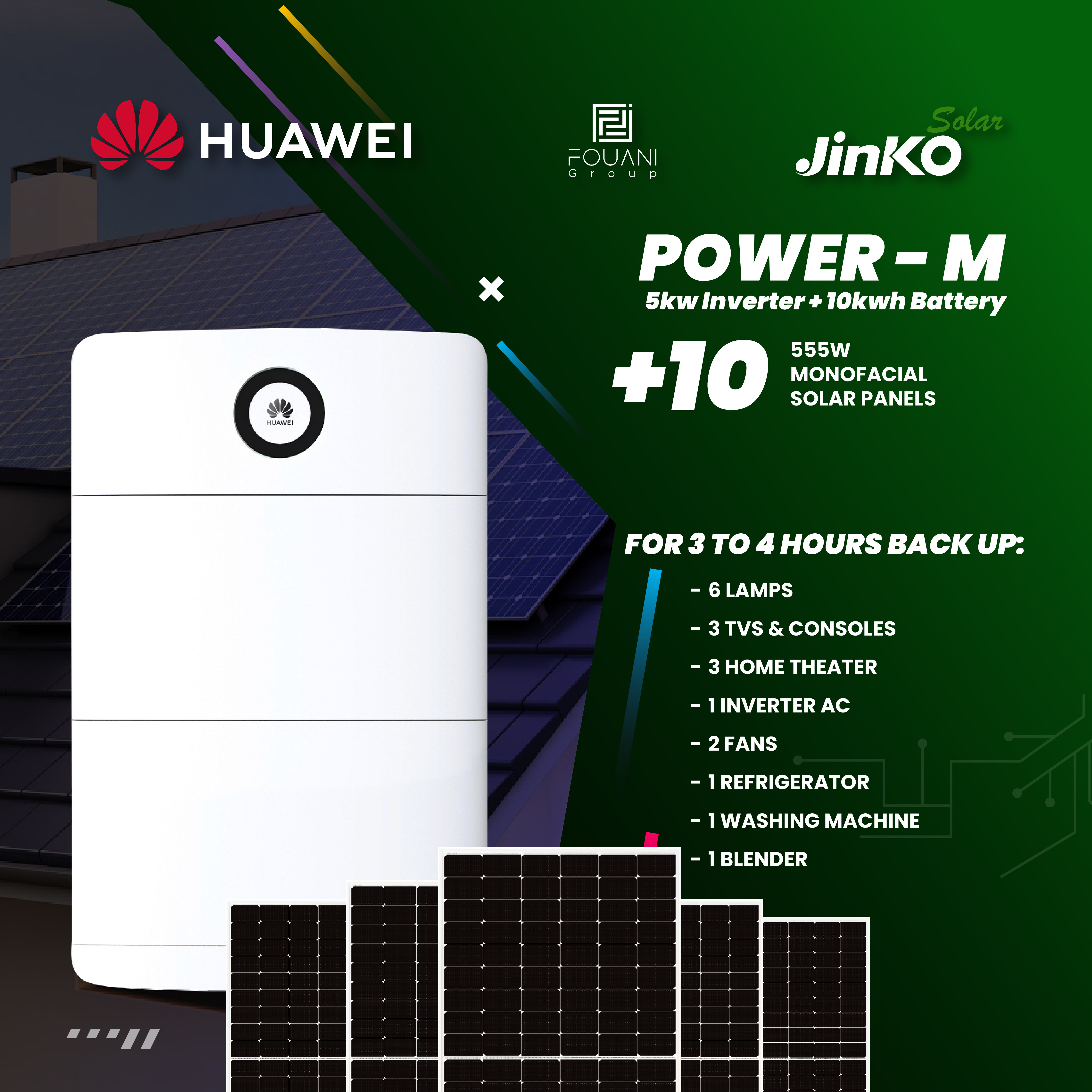 Huawei Full Solution Bundle: 5kW Inverter, 10kWh Battery & 10 x 555W ...
