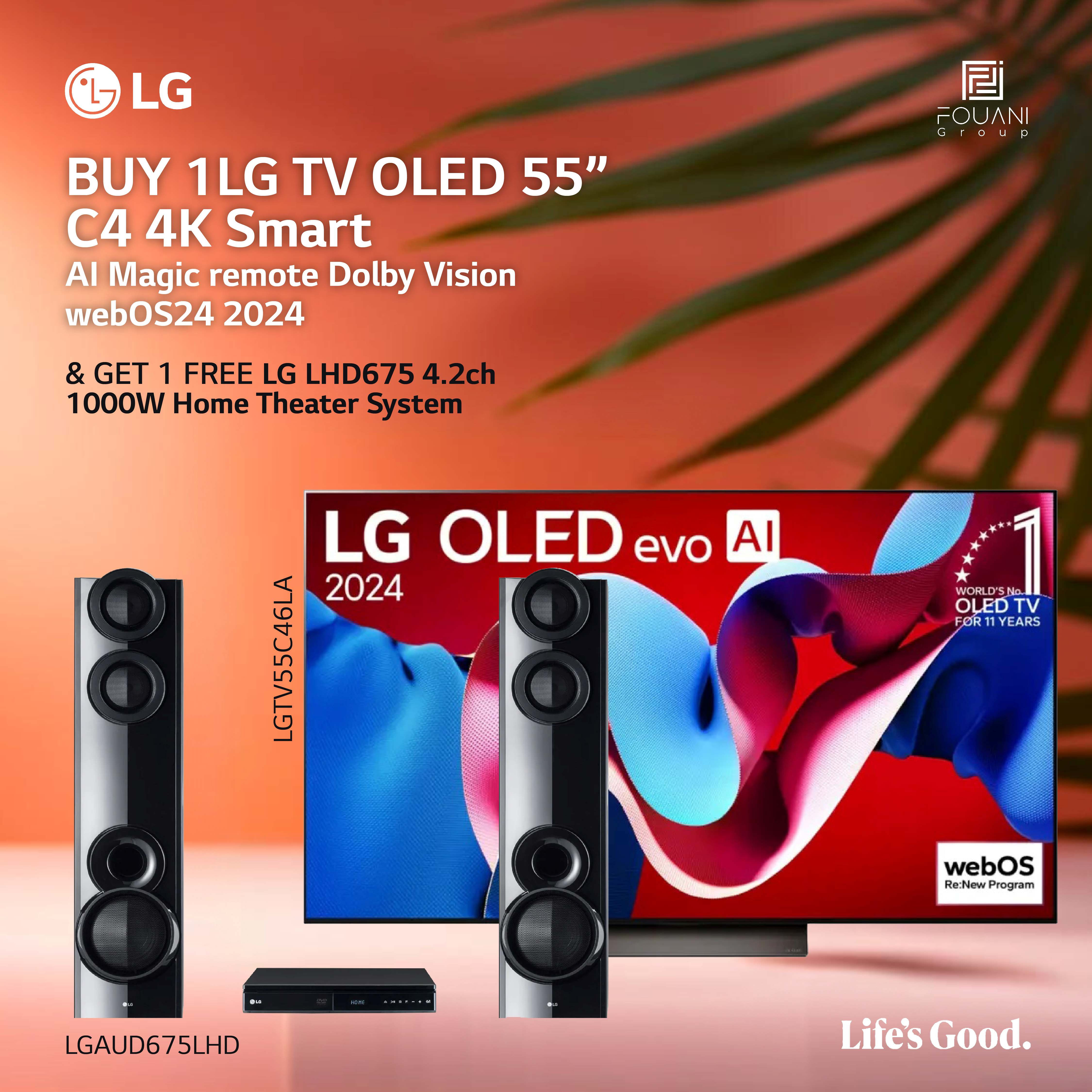 LG TV OLED 55 Inch C4 4K Smart TV AI Magic remote Dolby Vision webOS24 2024 | Fouani